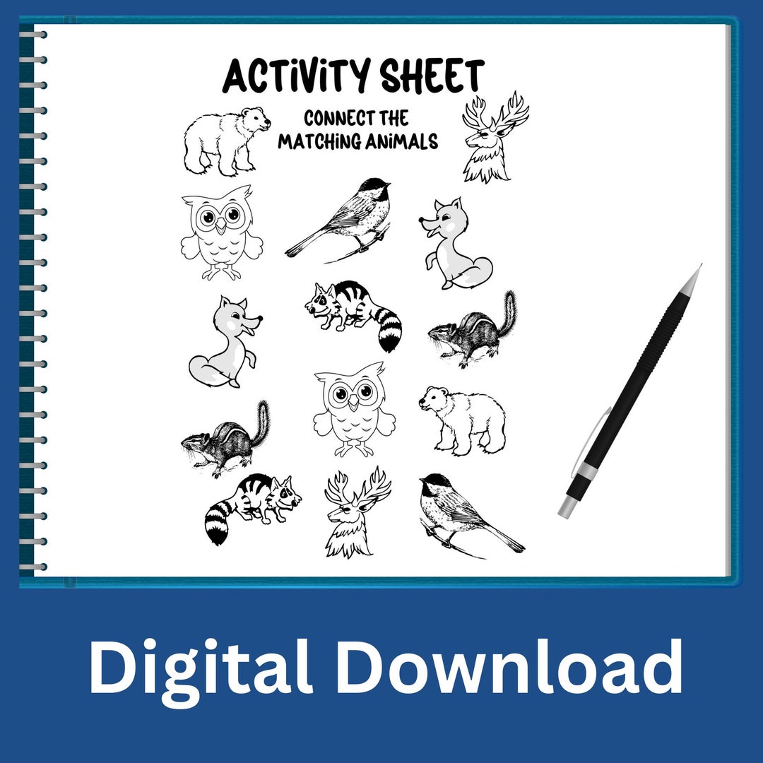 Activity Sheet Match Items Keep Busy Indoor Worksheet Party Game ...