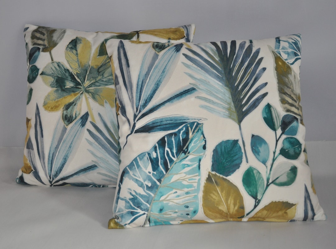 2 Leaf Design Upholstery Fabric Soft to Touch 16 " 40 Cm Cushions ...