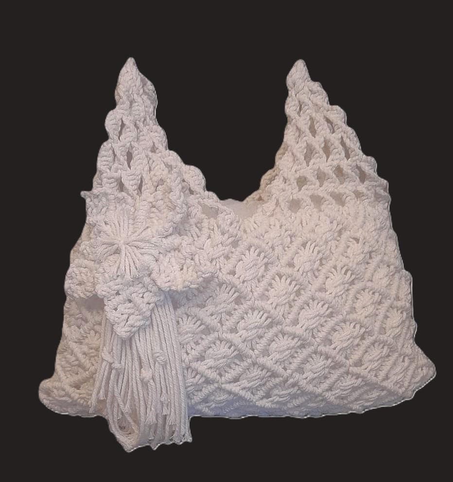 Handcrafted Macrame Cotton Thread Handbag or Over Arm Bag. Shopping Bag ...