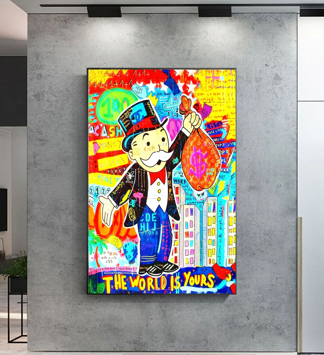 Monopoly the World is Yours Street Art Framed Printed Gallery Wrap ...