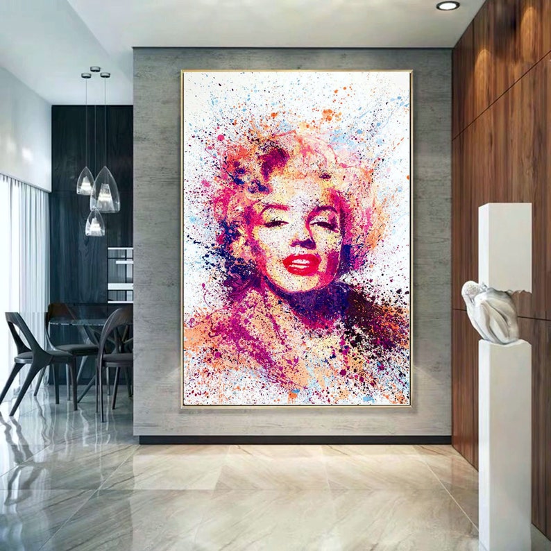 Marilyn Monroe Stunning Pink Splash Art Framed Printed Gallery Wrap ...
