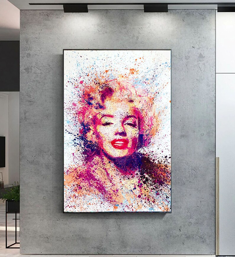 Marilyn Monroe Stunning Pink Splash Art Framed Printed Gallery Wrap ...
