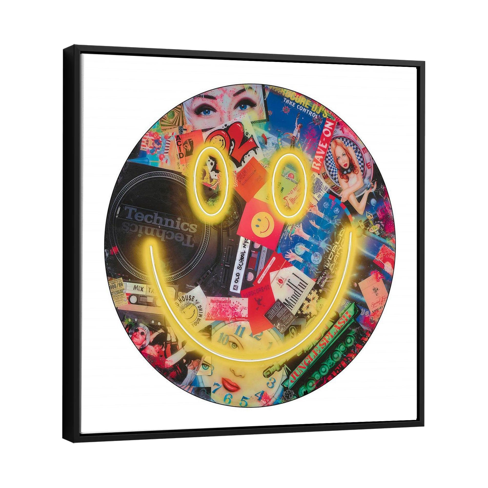 Smiley Face Raver Graffiti Street Wall Art Square Framed Printed ...