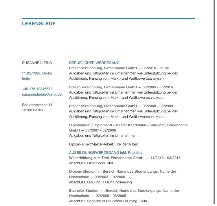 Application Templates, CV in Tabular Form for Word and Pages Special ...