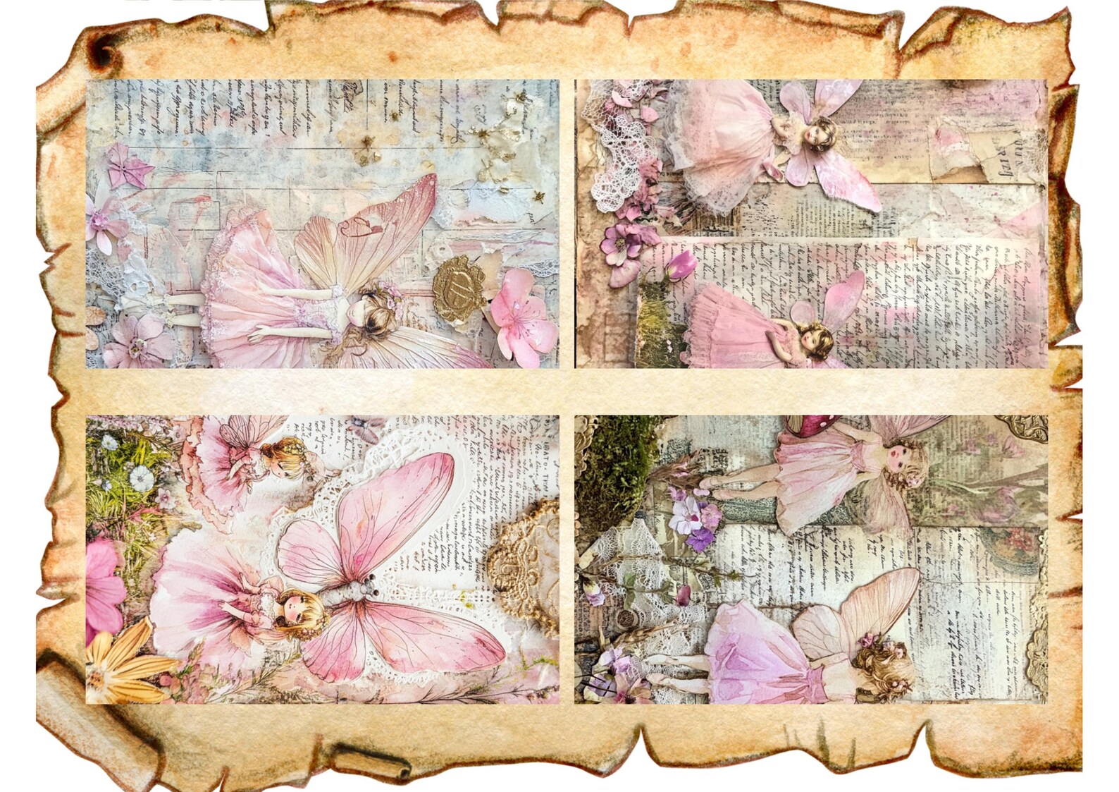 Fairy Junk Journal Kit - Vintage Fairies - Digital Scrapbook - Fantasy ...
