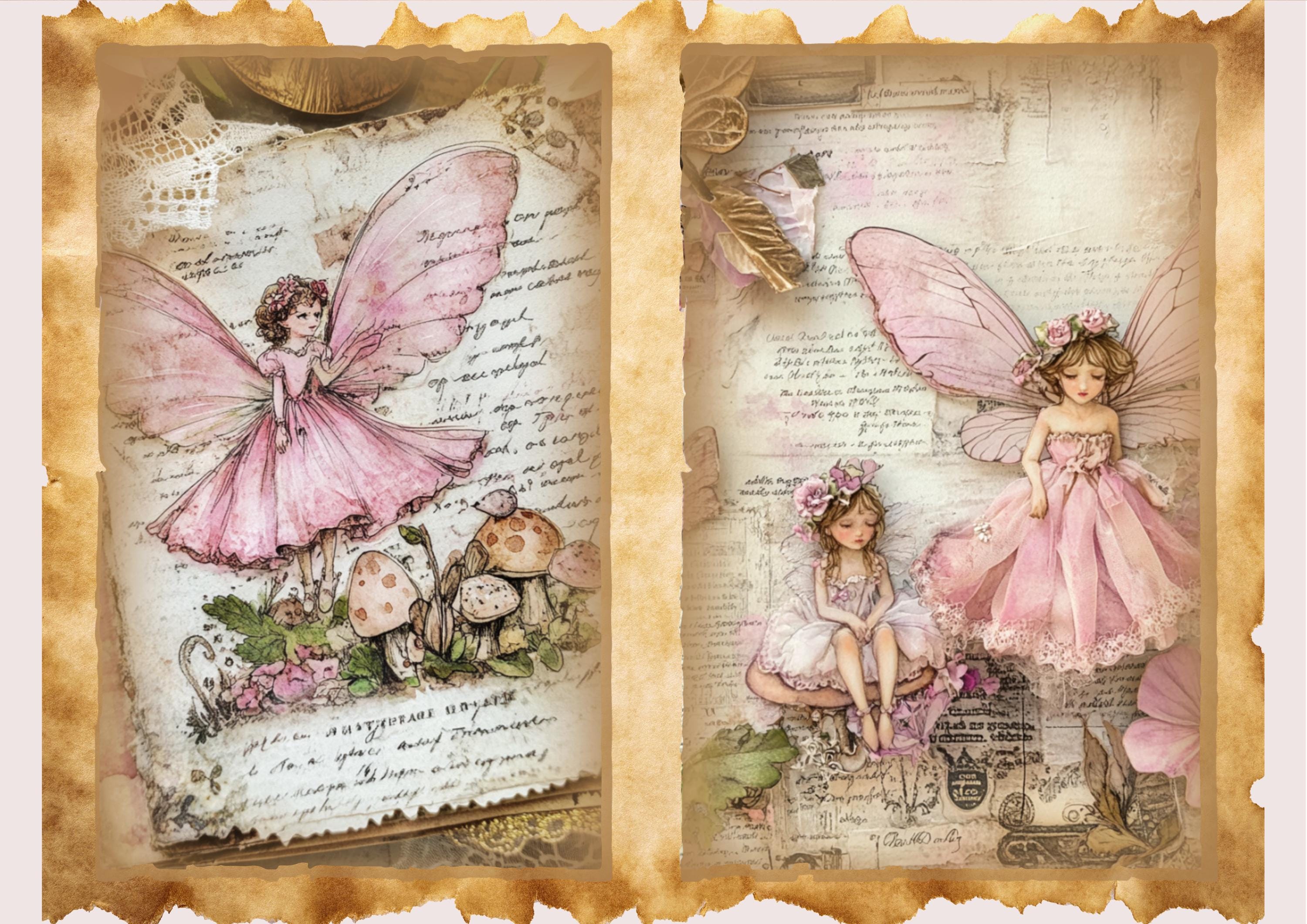 Fairy Junk Journal Kit - Vintage Fairies - Digital Scrapbook - Fantasy ...