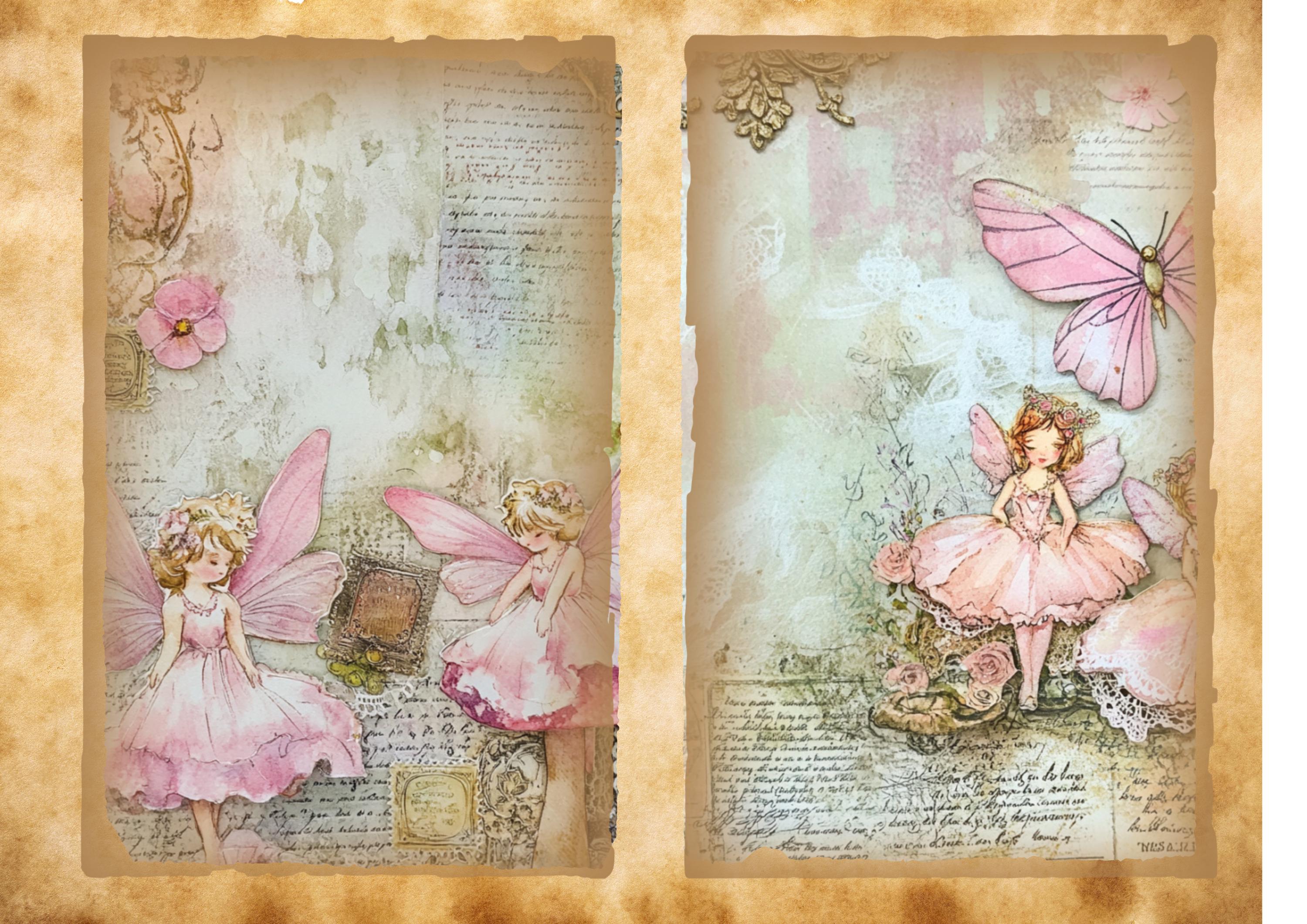 Fairy Junk Journal Kit - Vintage Fairies - Digital Scrapbook - Fantasy ...