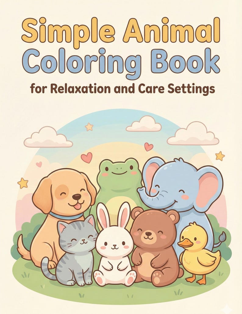 Simple Animal Coloring Book for Relaxation and Care Settings, Easy ...