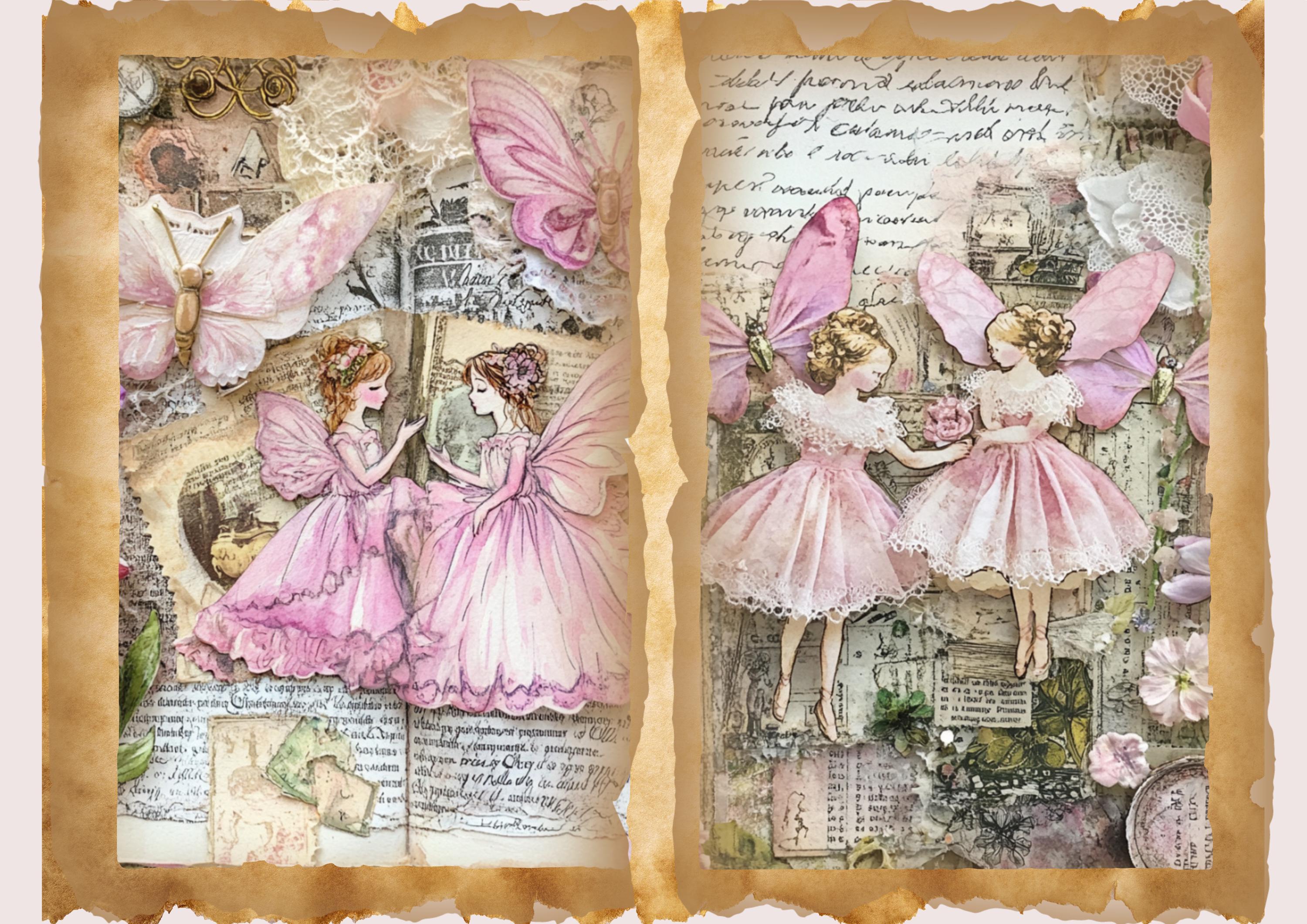 Fairy Junk Journal Kit - Vintage Fairies - Digital Scrapbook - Fantasy ...