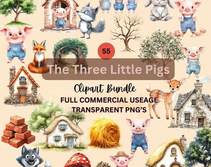 Three Little Pig Clipart Set / Instant Download - 13009 - Etsy Canada