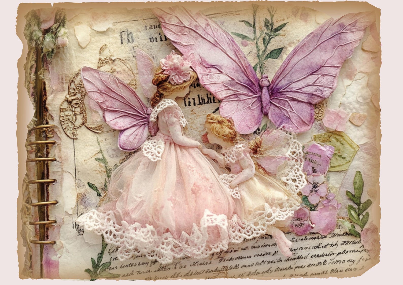 Fairy Junk Journal Kit - Vintage Fairies - Digital Scrapbook - Fantasy ...