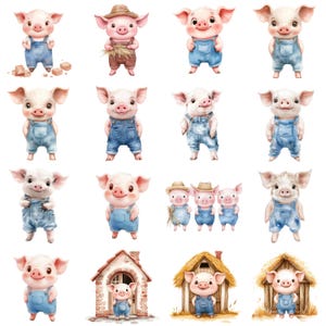 Three Little Pigs Clipart Bundle | Cute Piglet & Big Bad Wolf ...