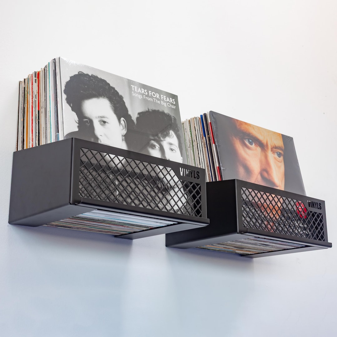 Floating Vinyl Record Shelves (set of 2) | Album Holders for 7" 10" 12 ...