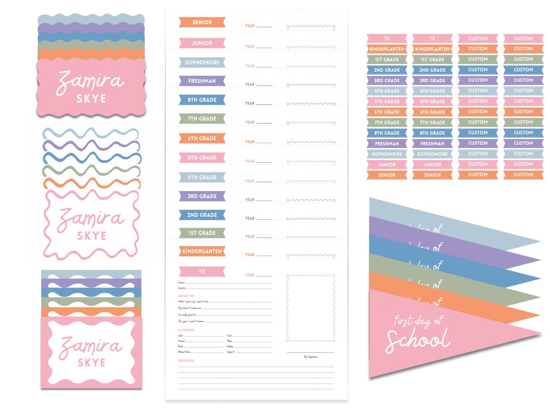 School Memory Box Printable Kit: TK-12 File Folder Covers, File Labels ...