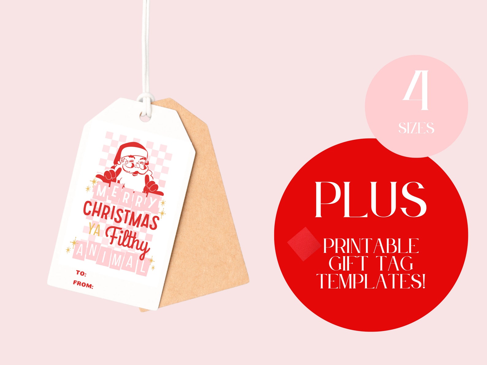 Retro Pink Santa Christmas Printables: Vintage Holiday Decor (PDF) - Etsy