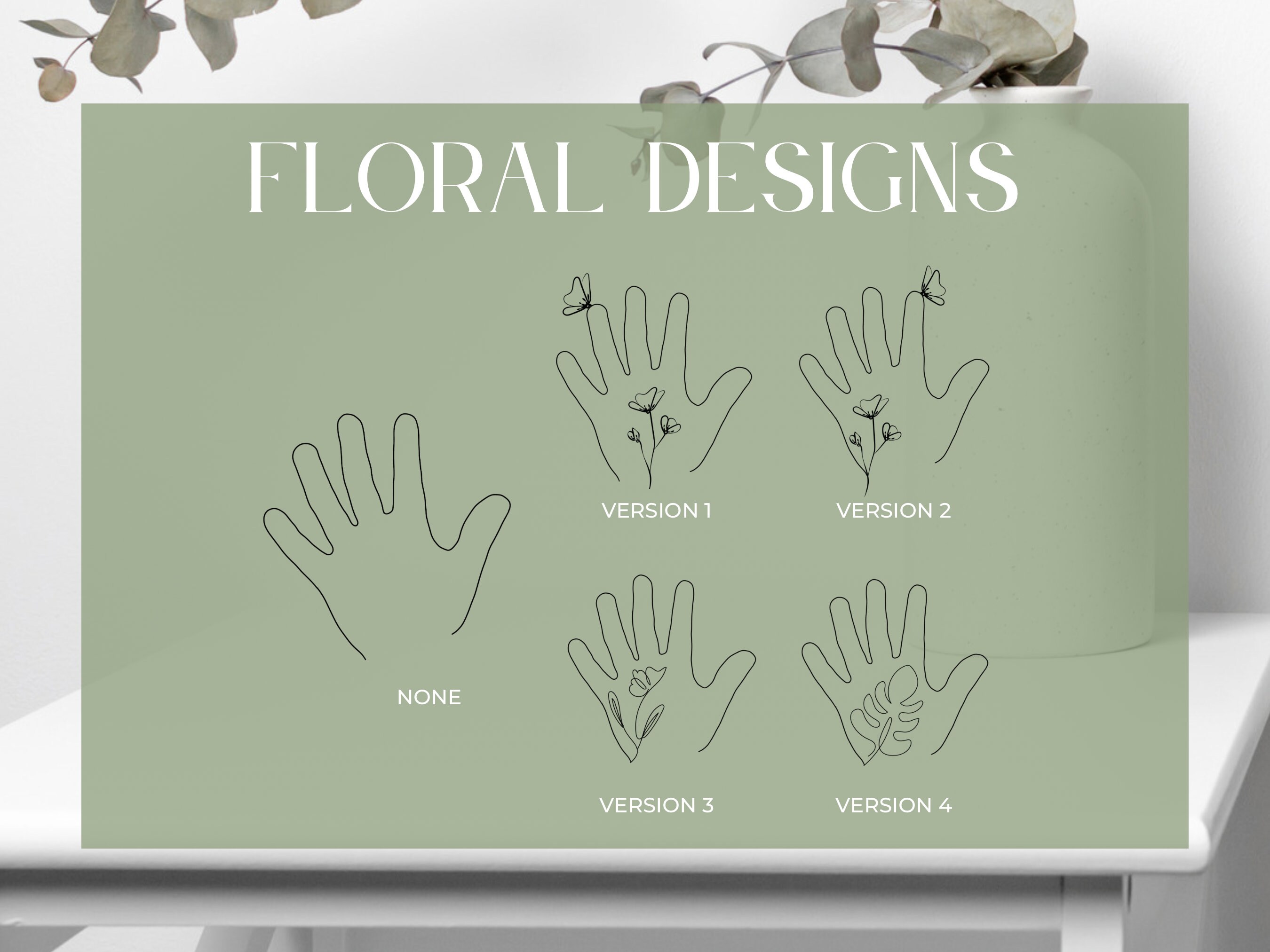 Printable Baby Handprint Artwork Custom Line Art Keepsake Minimal ...