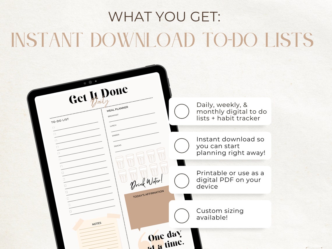 Printable Instant Digital Download To-do Lists | Daily, Weekly ...