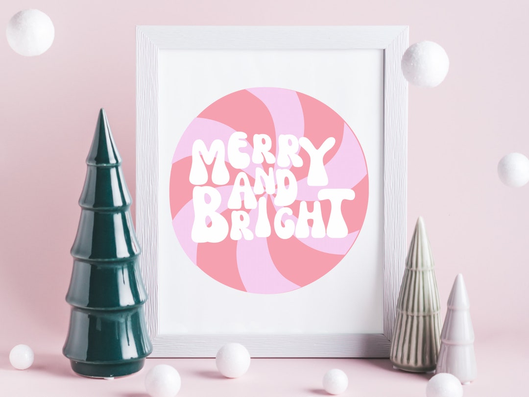 Pink Retro Christmas Wall Art | Set of 12 Printable Artwork Designs ...