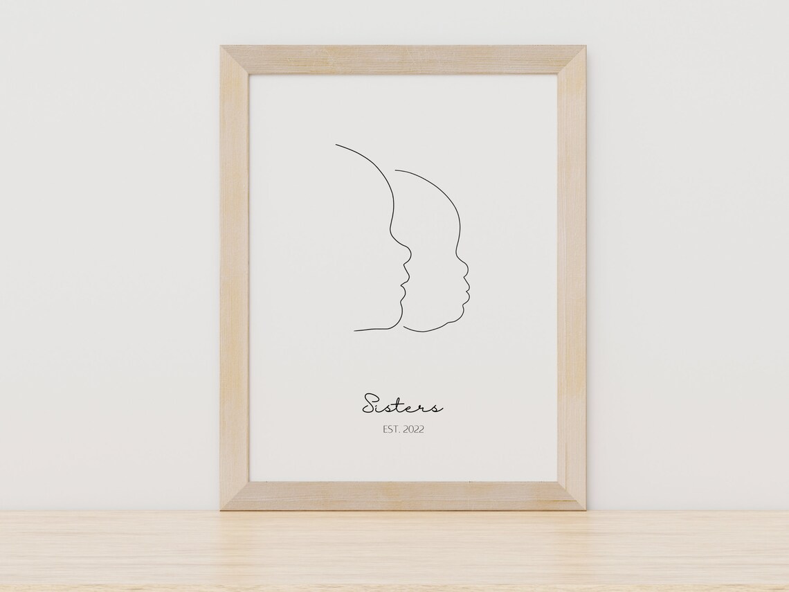 Custom Silhouette Portrait Outline Side Profile Linework Art - Etsy