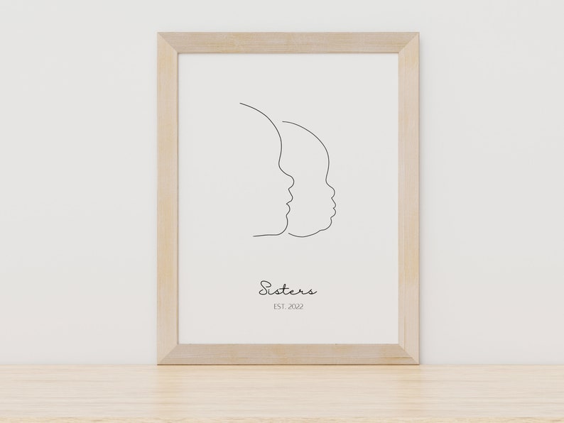 Custom Silhouette Portrait Outline Side Profile Linework Art - Etsy