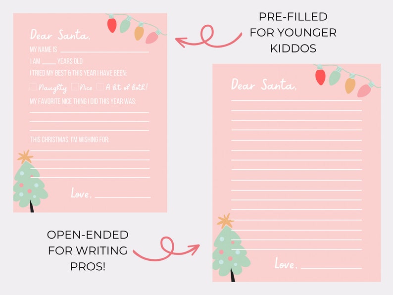 Letter to Santa Printable Template Christmas Wish List Letter Bundle - Etsy