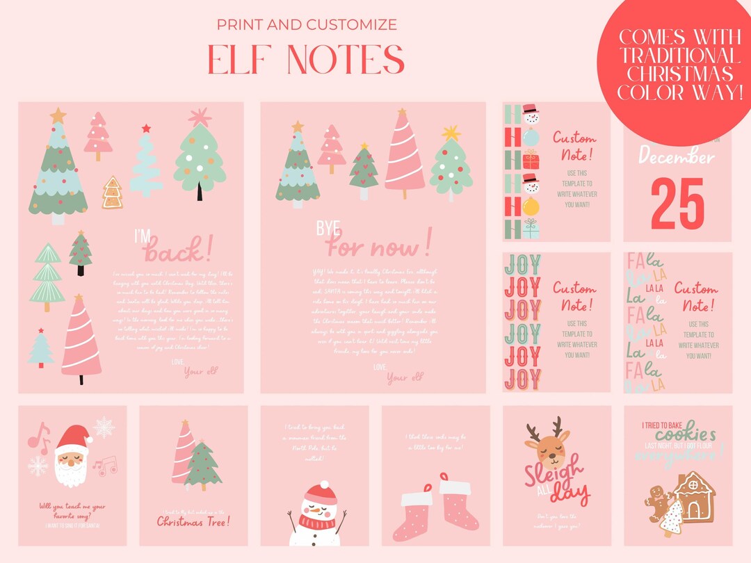Custom Elf Notes Template: Printable Christmas Messages (instant ...