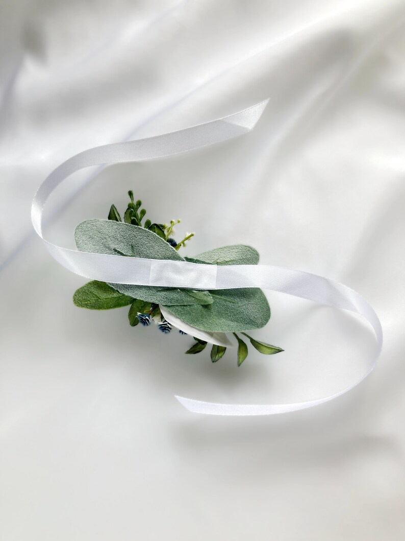 Small Dusty Blue + White Eucalyptus Child Corsage, Blue Flower Girl ...
