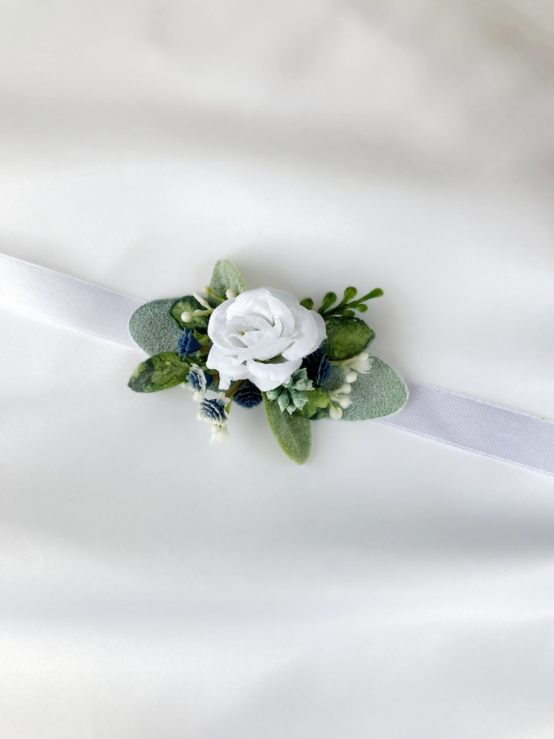Small Dusty Blue + White Eucalyptus Child Corsage, Blue Flower Girl ...