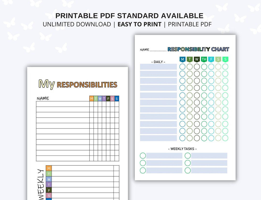 Kids Responsibility Chart Daily Routine Chore Chart Daily - Etsy