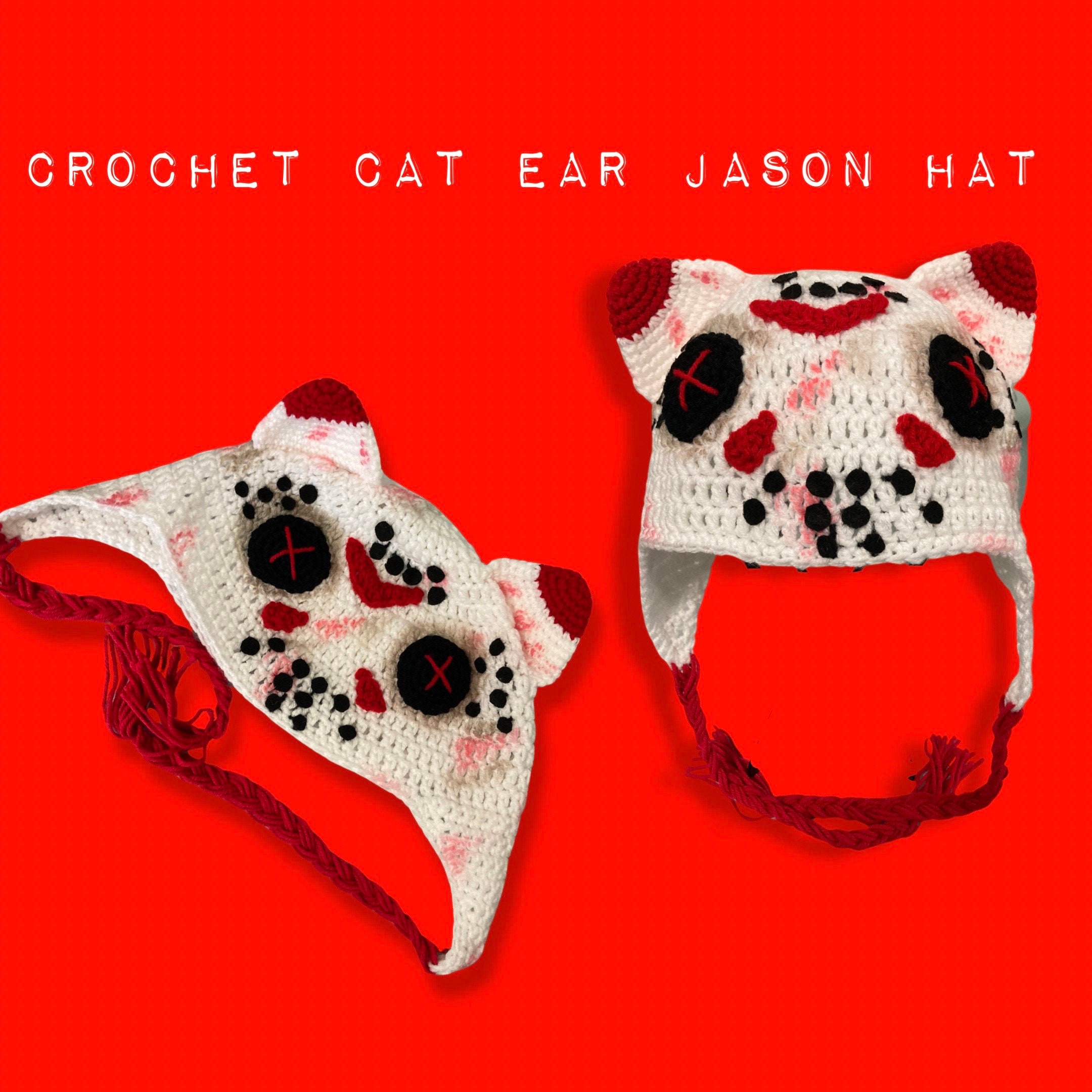 Crochet Cat Ear Jason Hat READY TO SHIP - Etsy