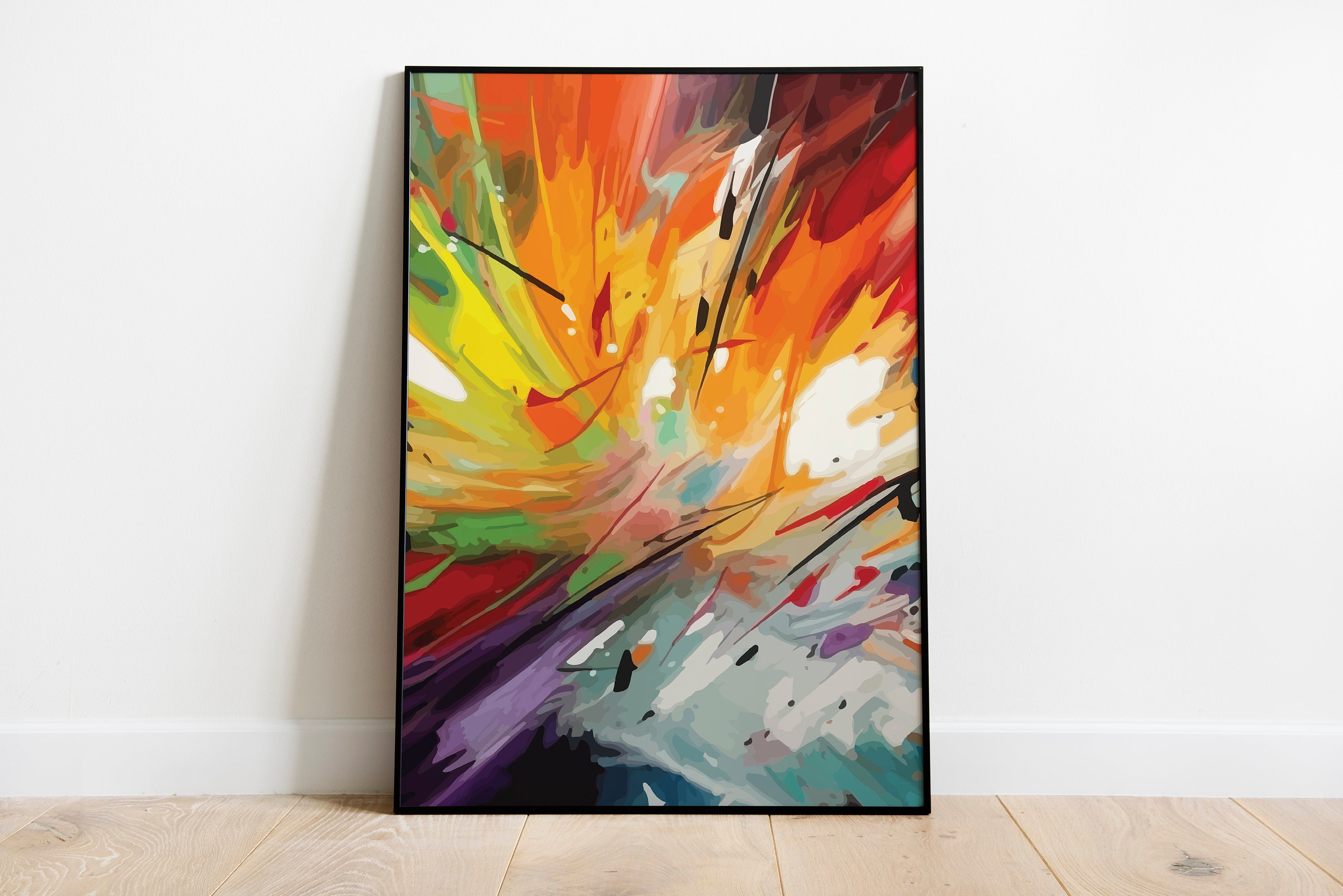 Printable Gallery Set of 3 Abstract Colorful Oil Style Prints | Modern ...