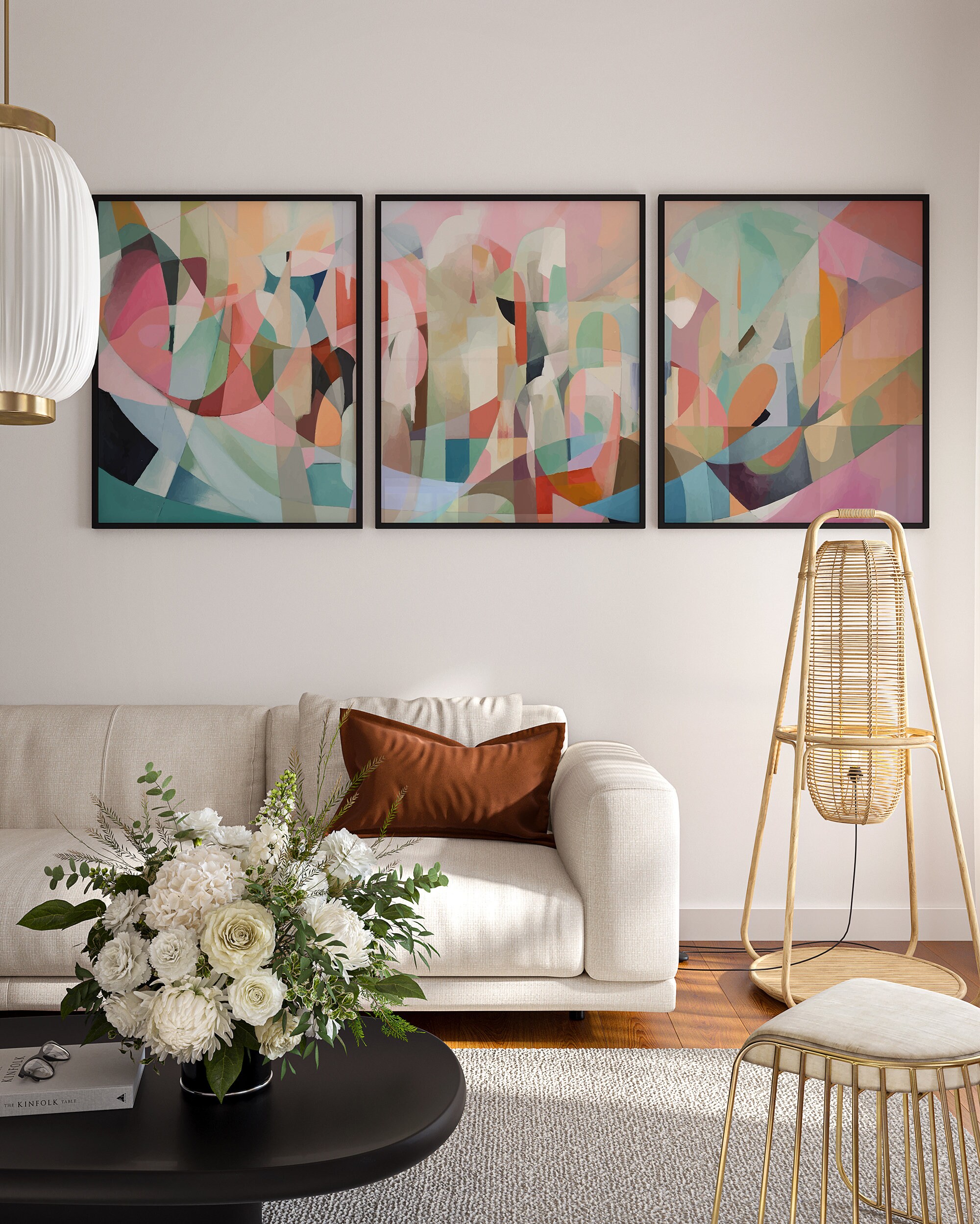 Printable Gallery Set of 3 Abstract Colorful Pastel Prints | Modern ...
