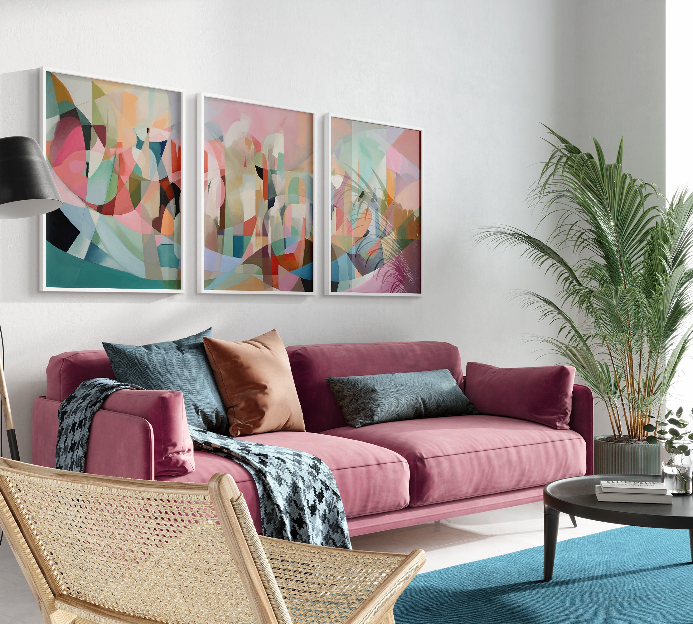 Printable Gallery Set of 3 Abstract Colorful Pastel Prints - Etsy