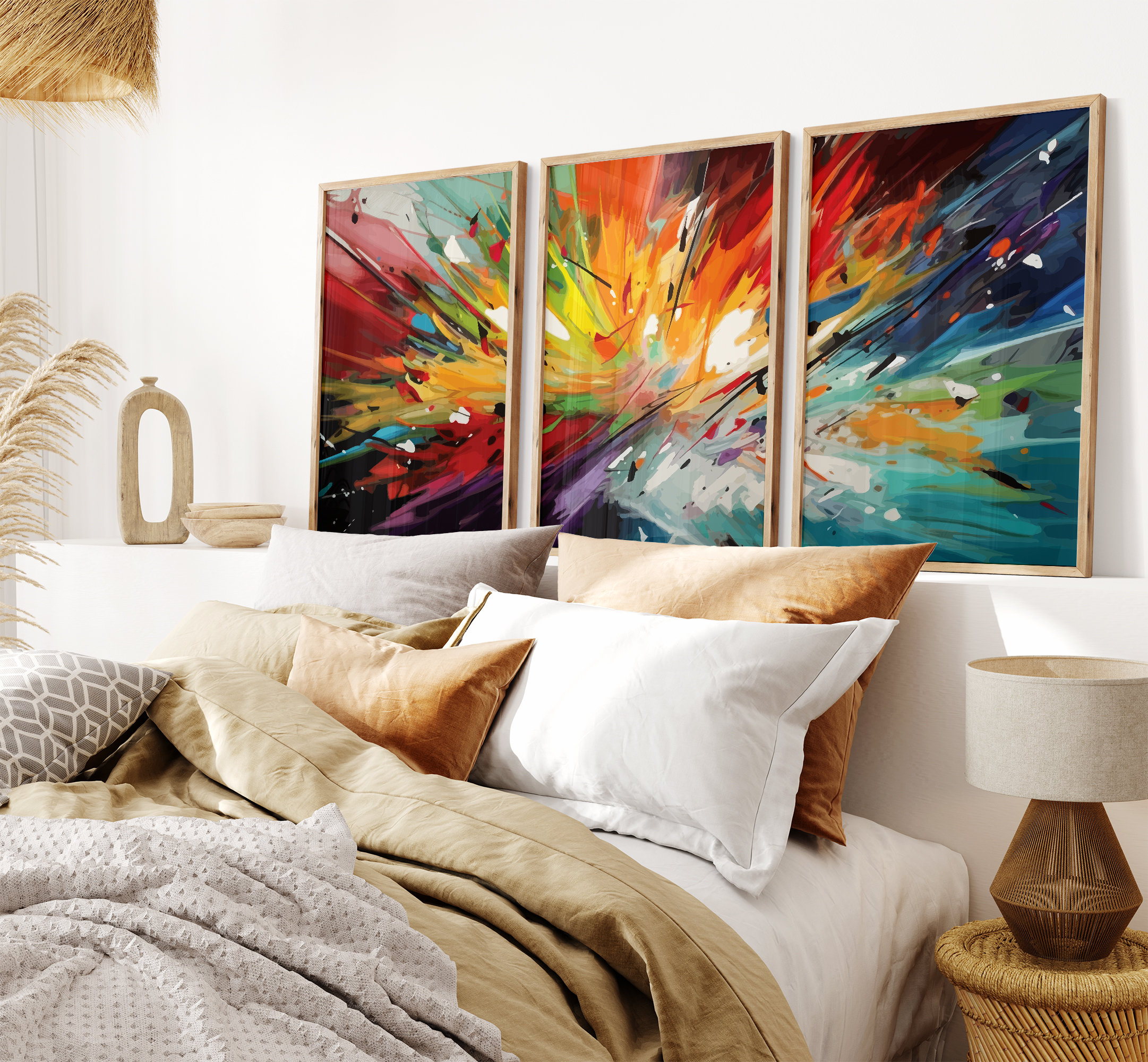 Printable Gallery Set of 3 Abstract Colorful Oil Style Prints | Modern ...