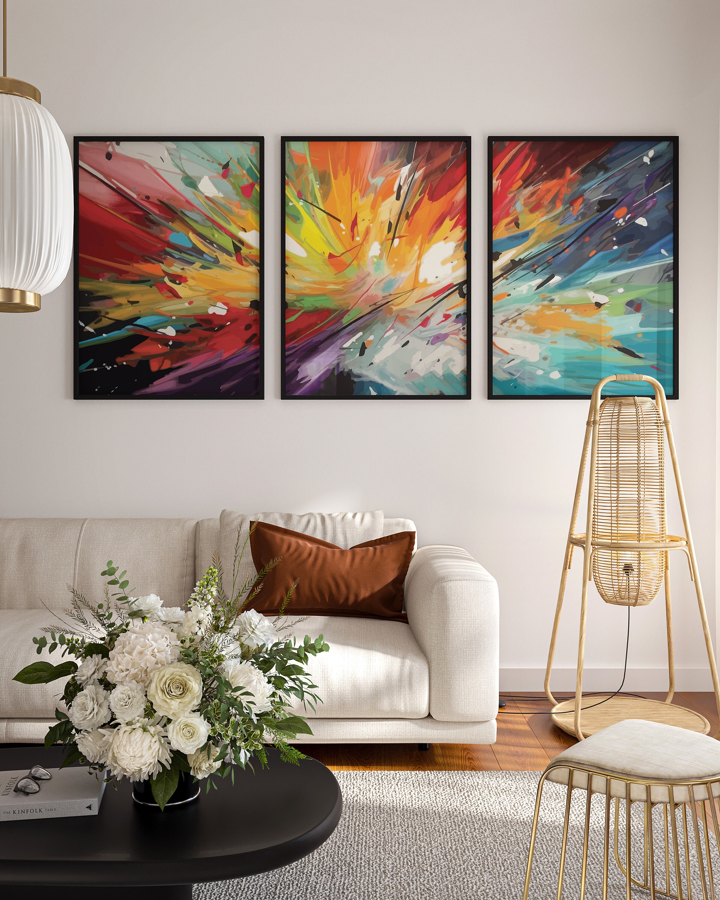 Printable Gallery Set of 3 Abstract Colorful Oil Style Prints Modern ...