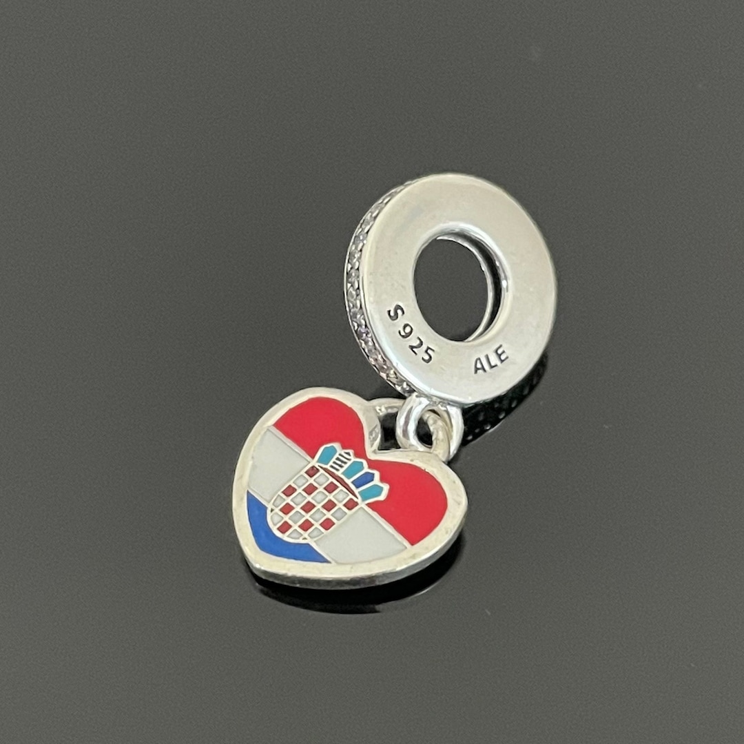 Pandora Charm | Pandora Croatia Flag Heart Charm Dangle Charm |925 ...