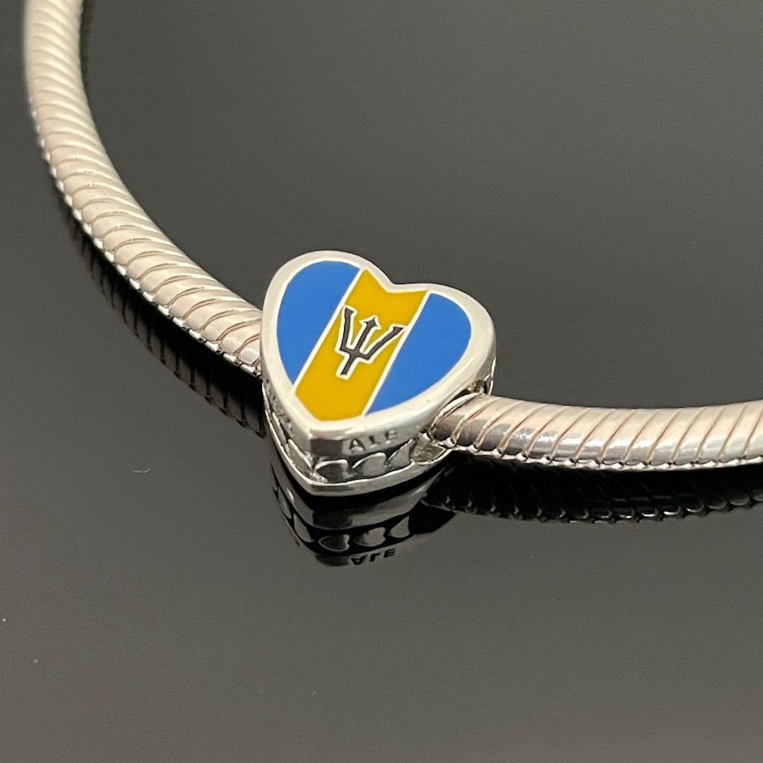 Pandora Barbados Flag Dangle Charm,heart Bead Charm Pendant | 925 ...