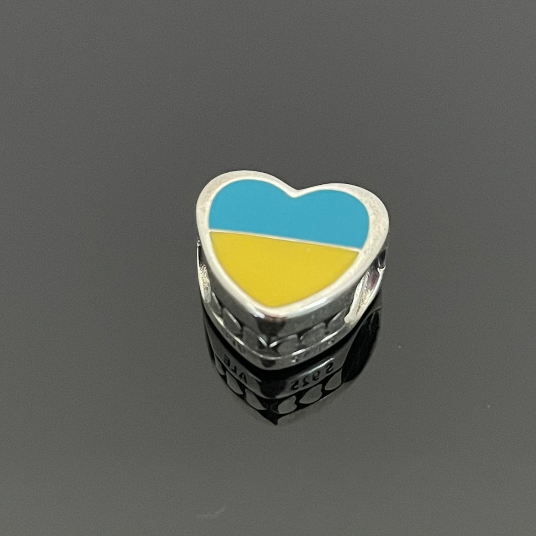 Pandora Ukraine Flag Heart Charm | Pandora Heart Charm for Bracelets | 925 Women Jewelry ...