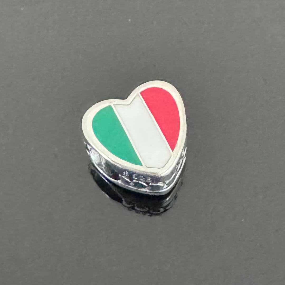 Authentic Pandora Charm | Pandora ITALY Flag Heart Charm |gift for ...