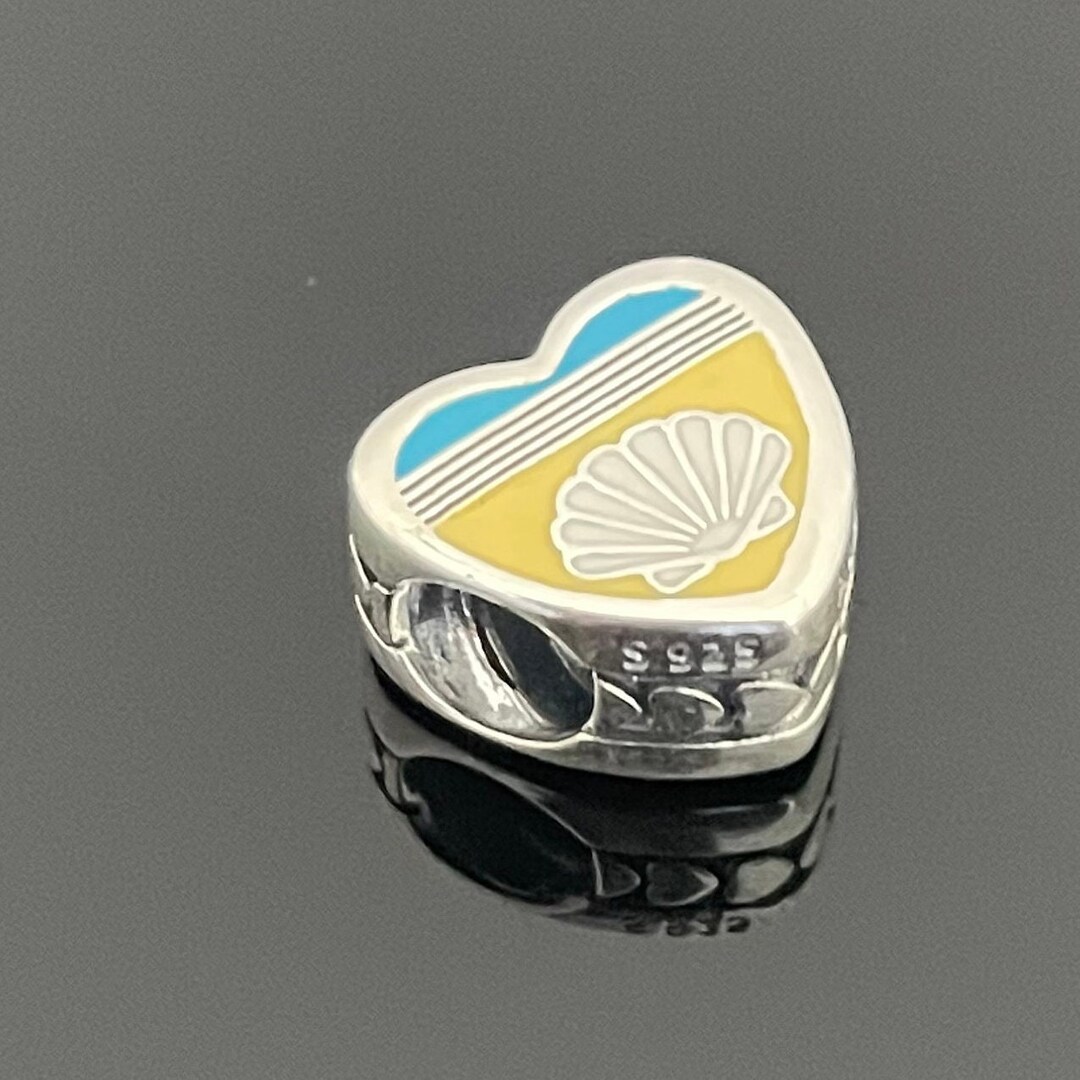 Pandora Cape May Seashell Beach Scene Charm Travel Heart Pendant | 925 ...