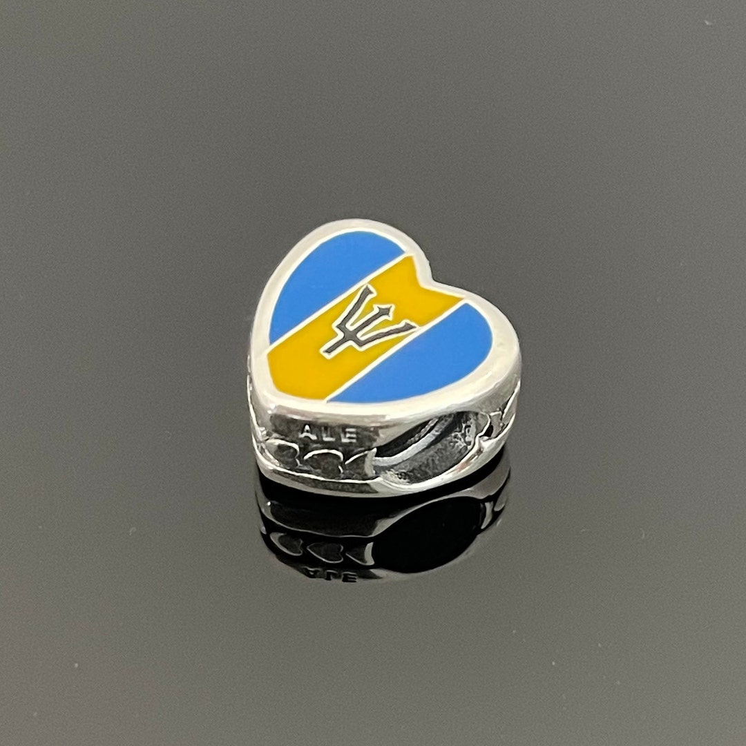 Pandora Barbados Flag Dangle Charm,heart Bead Charm Pendant 925 Jewelry ...
