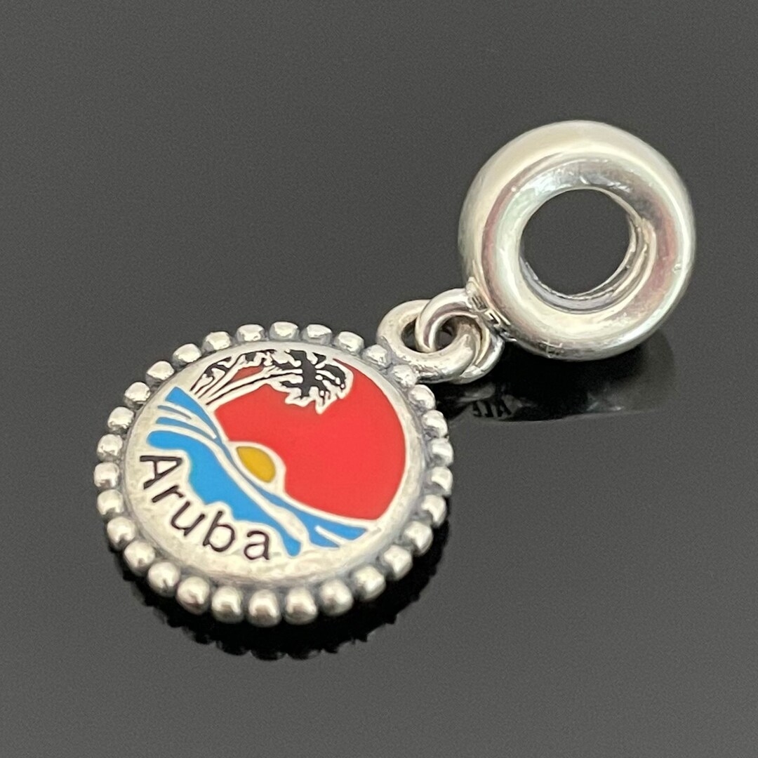 Pandora Destinations Charm ARUBA Yellow Two-sided CZ Sterling Pendant ...