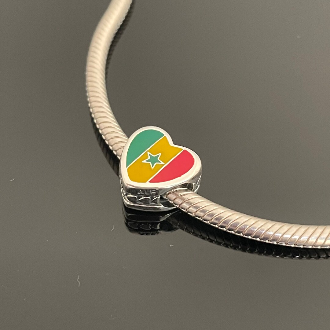 Pandora Senegal Flag Heart Charm | I Love Senegal Flag Charm | Rose ...