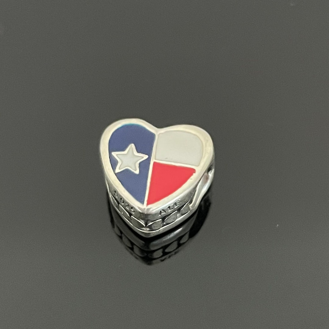 Pandora Texas Heart Flag Charm Exclusive Charm | Pandora Heart Charm ...