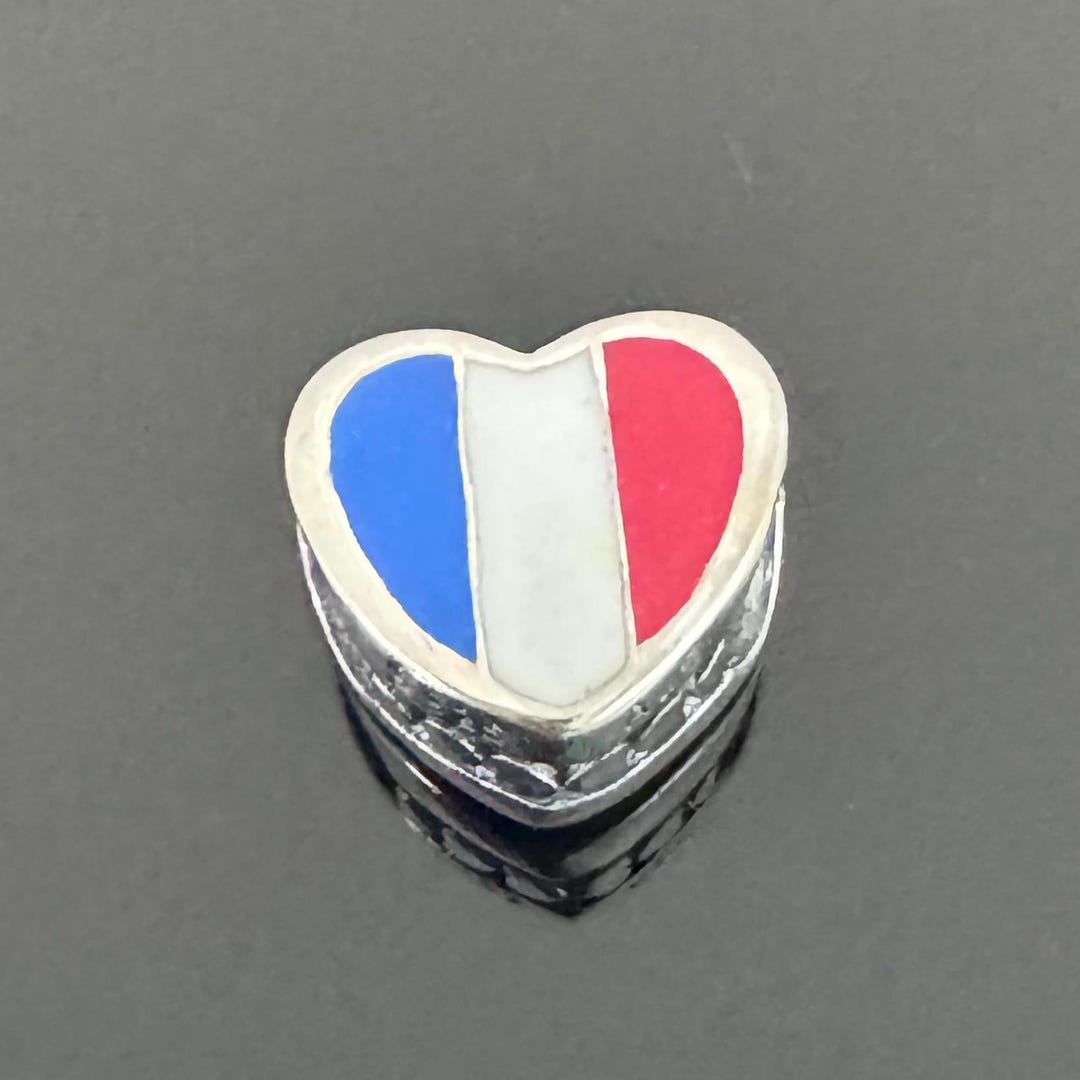 Authentic Pandora France Flag Heart Charm|gift for Her|pandora Flag Charm|pandora Bead Charm for ...