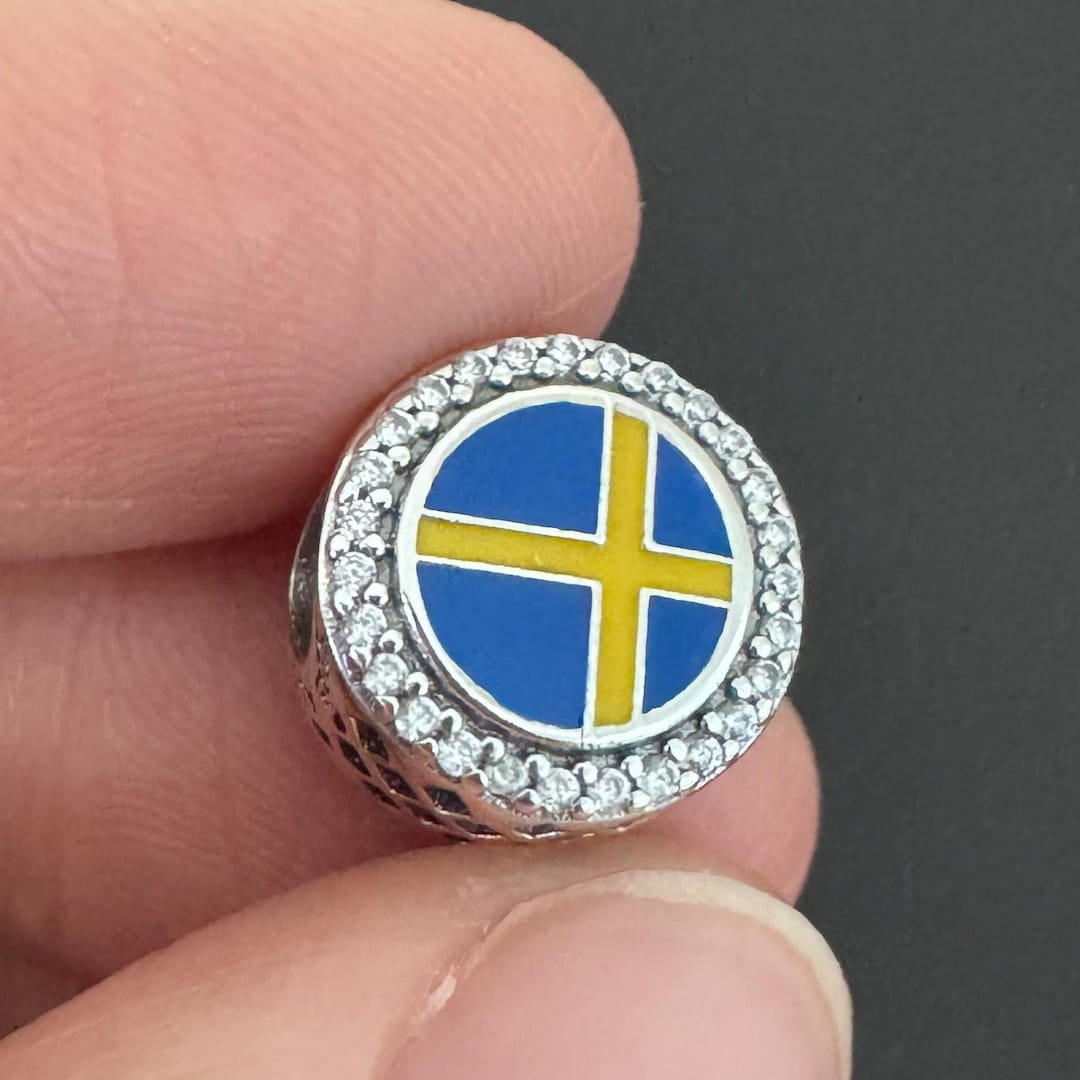 Pandora SWEDEN Flag Bead Charm|925 Sterling Silver Charm|charm for ...