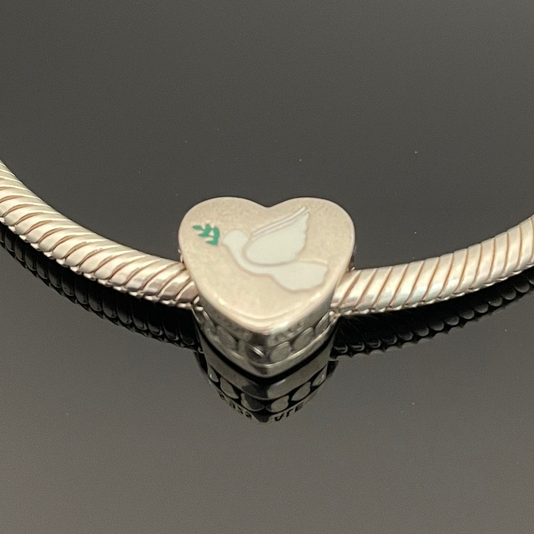 Authentic Pandora | Pandora HOPE White Dove Heart Charm Bracelet ...