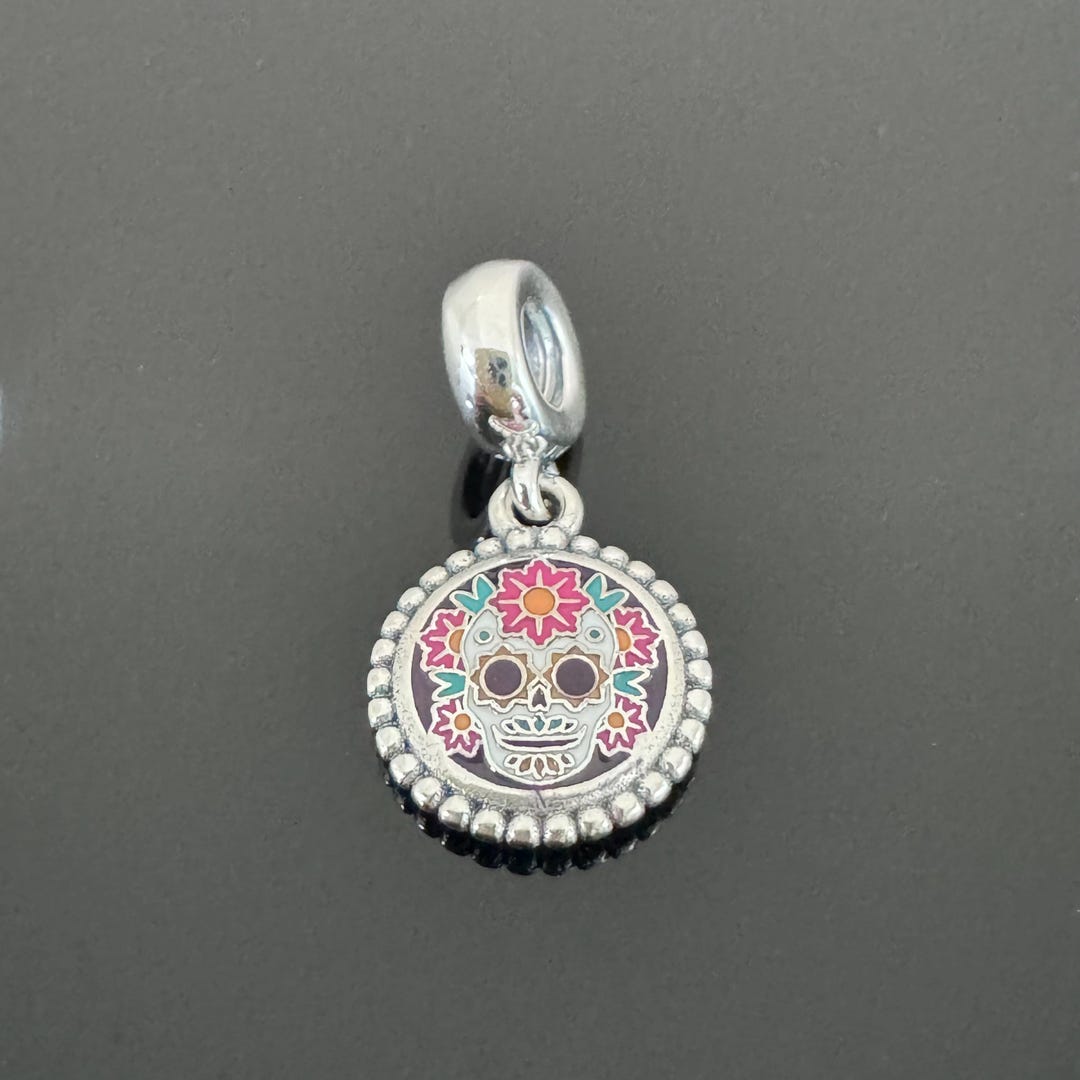 Flower Skull Pandora Dangle Charm | Real Pandora Charm | Women 925 ...