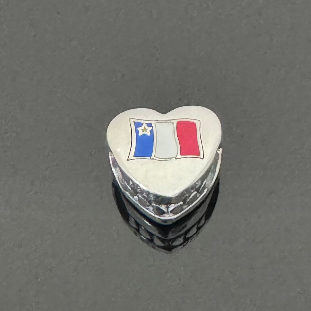 A Real Pandora |pandora Vive L'acadie Flag Heart Charm |charm for ...