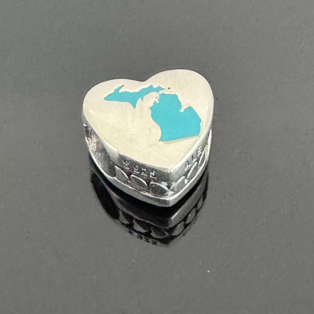 Pandora Michigan Heart Charm |authentic Pandora Charm for Bracelets ...